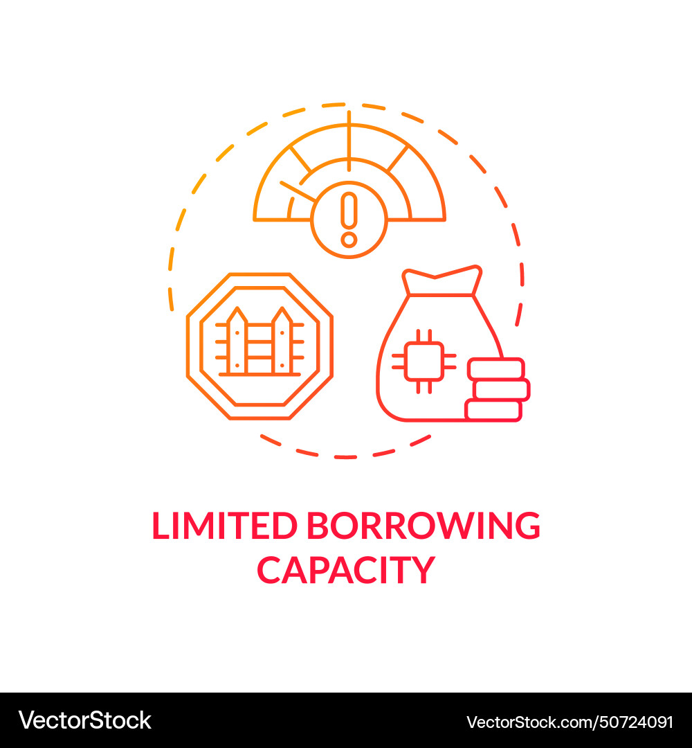 Limited borrowing capacity red gradient concept Vector Image