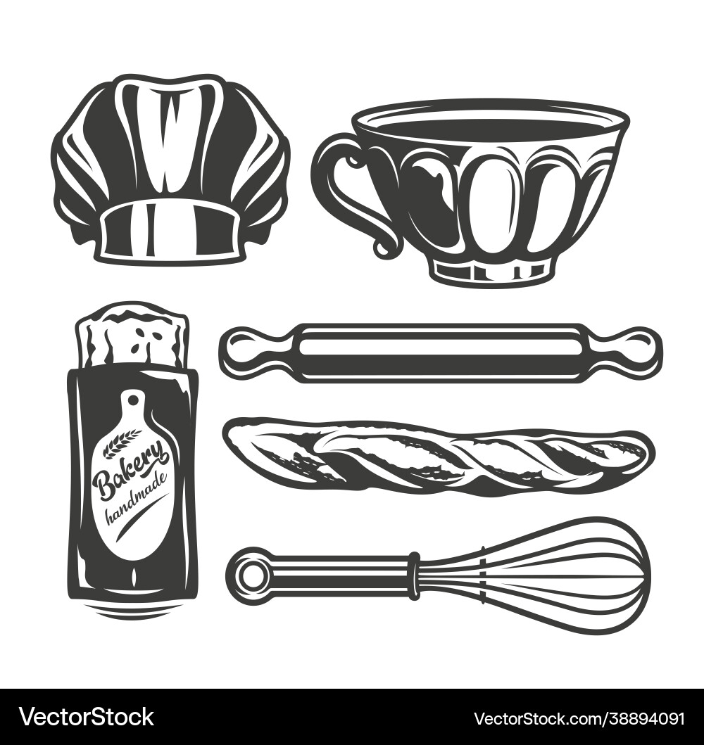 Mini set bakery tools Royalty Free Vector Image