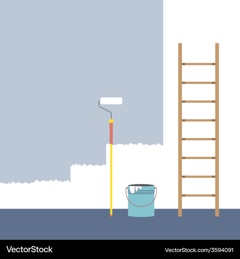 Paint Bucket and Ladder Royalty Free Vector Image