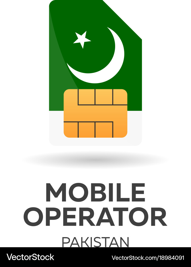 Pakistan mobile operator sim card with flag Vector Image