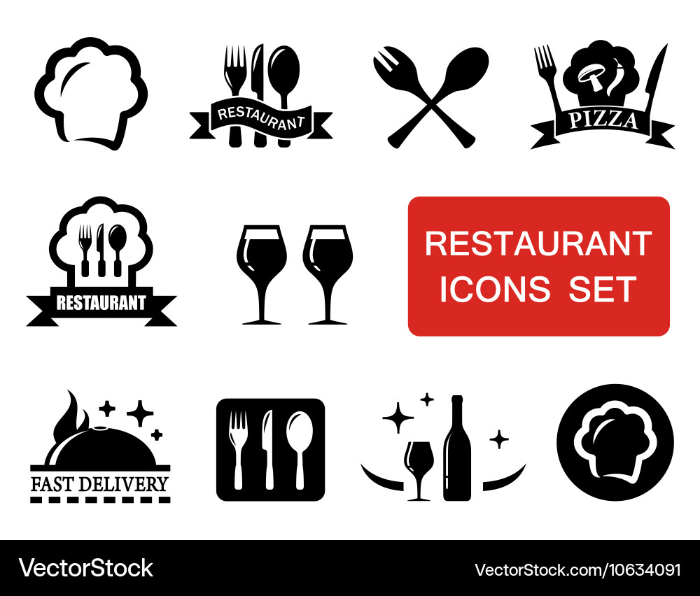 Restaurant icon with red signboard Royalty Free Vector Image