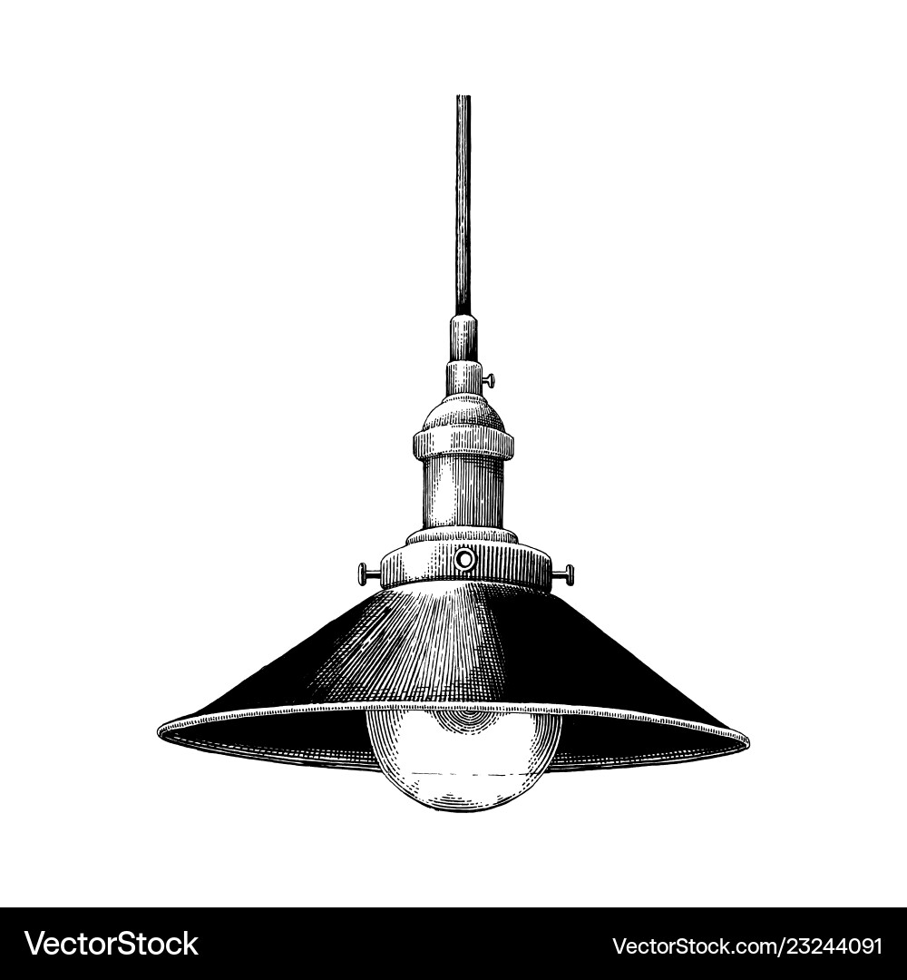 Vintage hanging lamp hand drawing engraving Vector Image
