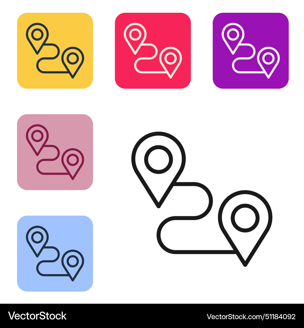 Black line route location icon isolated on white Vector Image