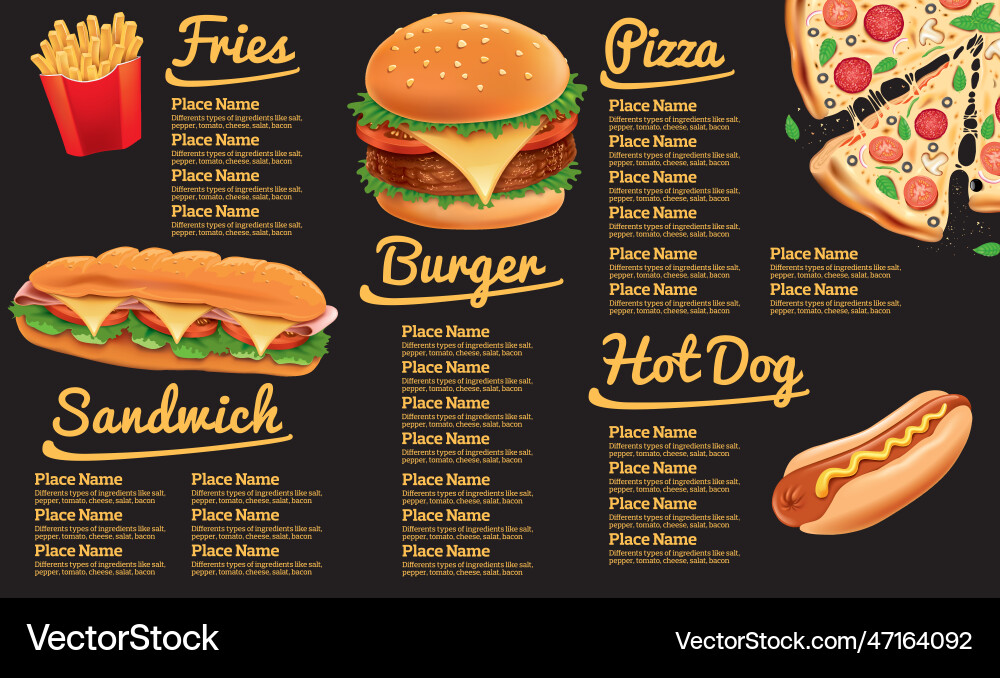 Blackboard Fast Food Menu Royalty Free Vector Image