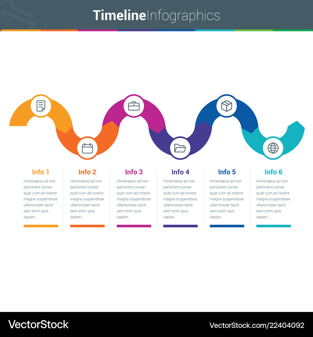 Clean and colourful timeline curved infographics i