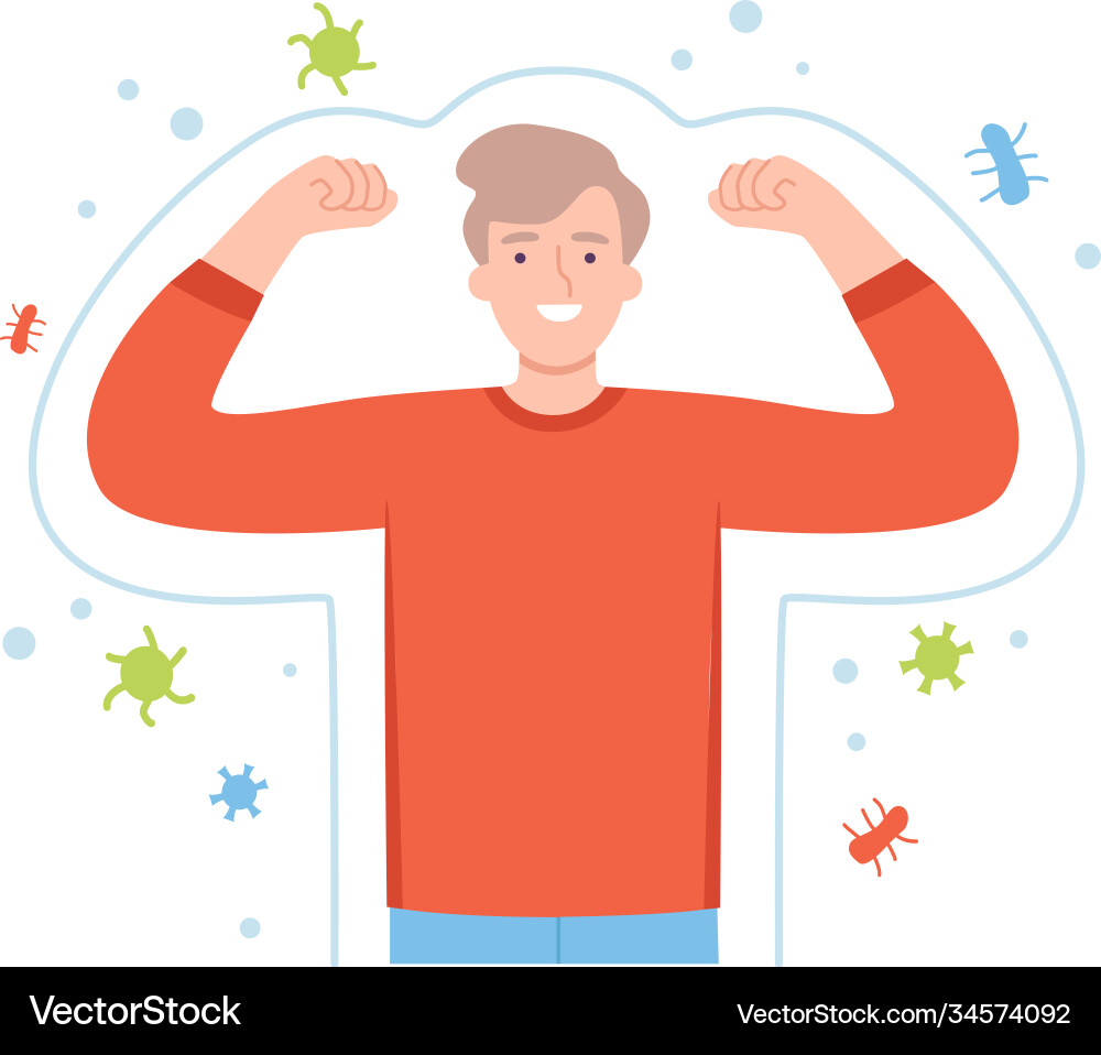 Healthy man surrounded invisible barrier Vector Image
