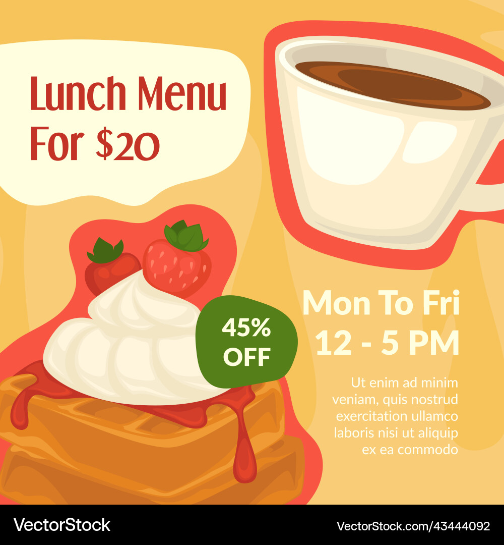 Lunch menu on sale discount meal combination Vector Image