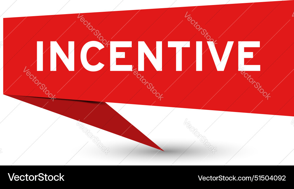 Red color speech banner with word incentive Vector Image
