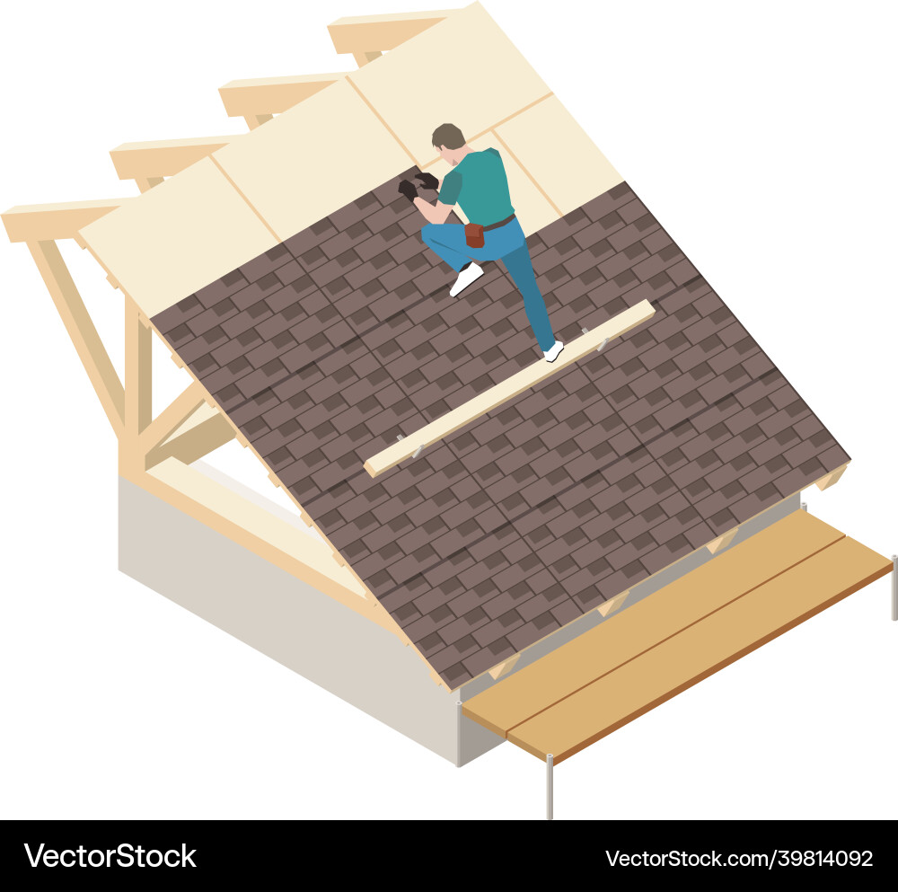Roofer isometric Royalty Free Vector Image - VectorStock