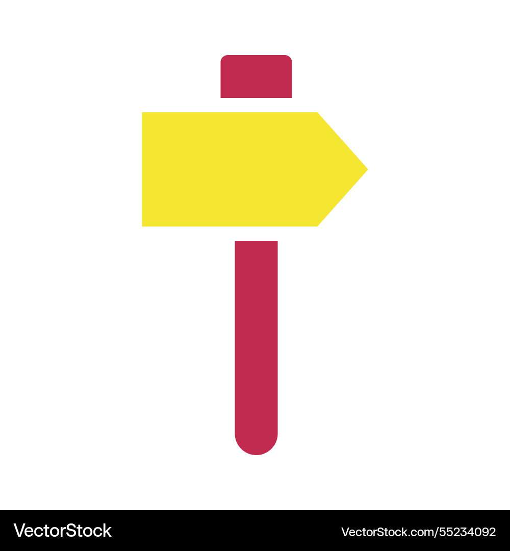 Simple yellow arrow sign on red post directional Vector Image