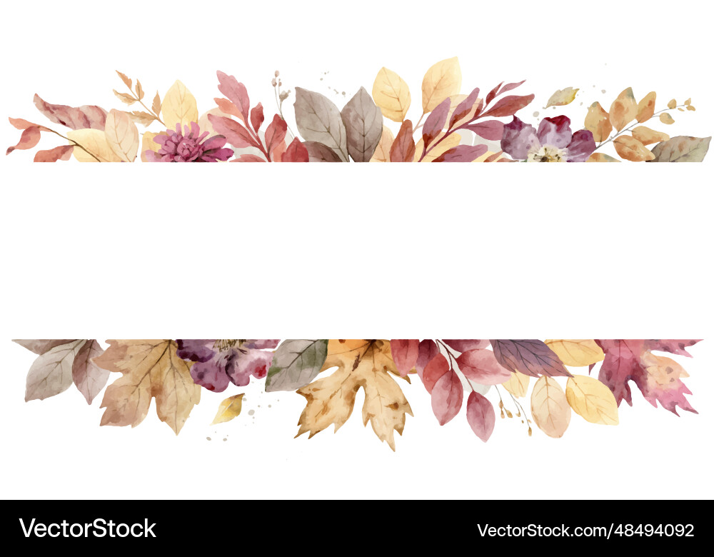 Watercolor banner with bright autumn Royalty Free Vector