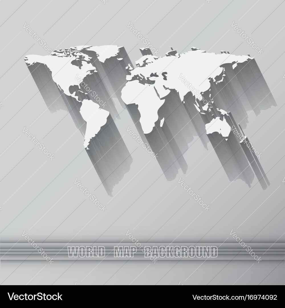 World map with long shadow Royalty Free Vector Image