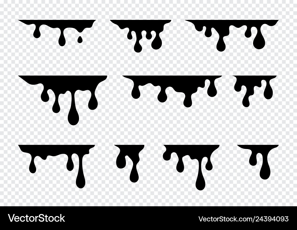 Dripping paint set liquid drips flows Royalty Free Vector