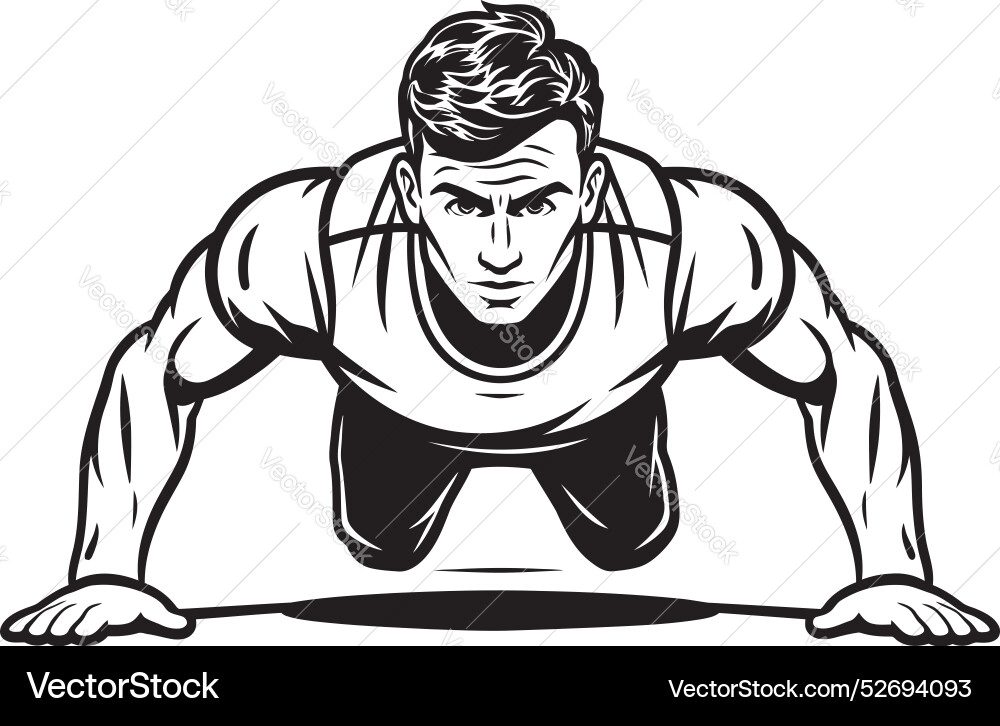 Dynamic determination sportive males push up Vector Image