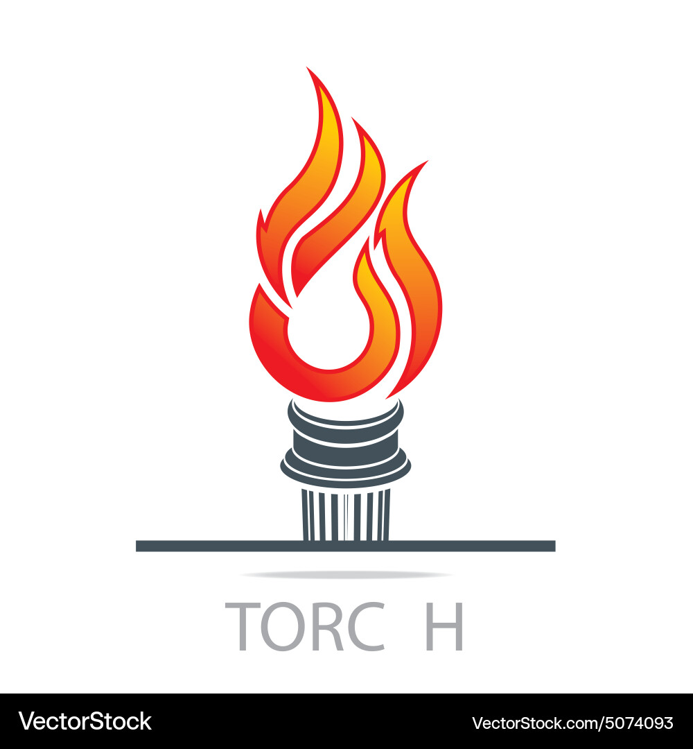 Flame fire torch design luxury logo icon shape Vector Image