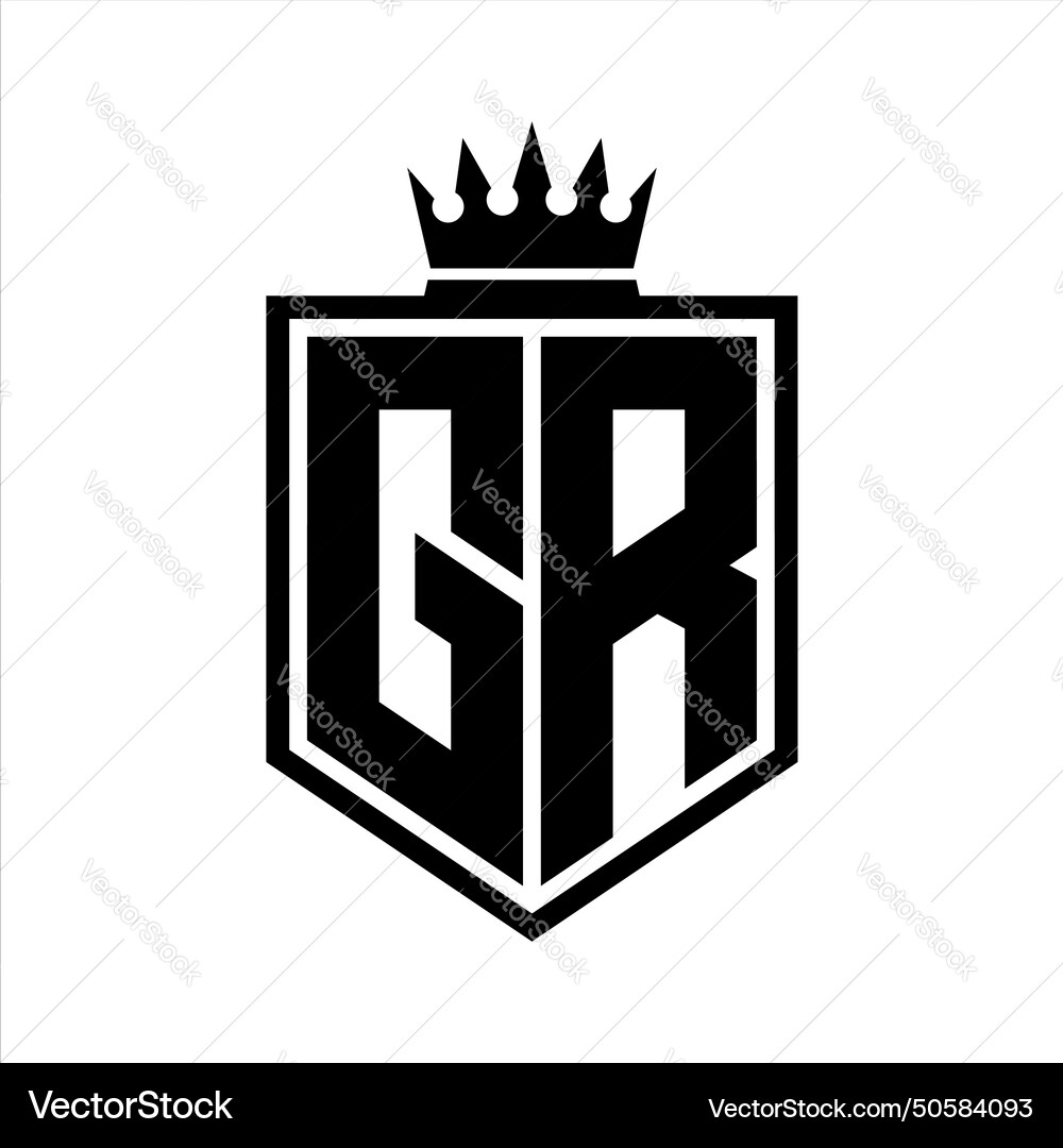 Gr logo monogram bold shield geometric shape Vector Image