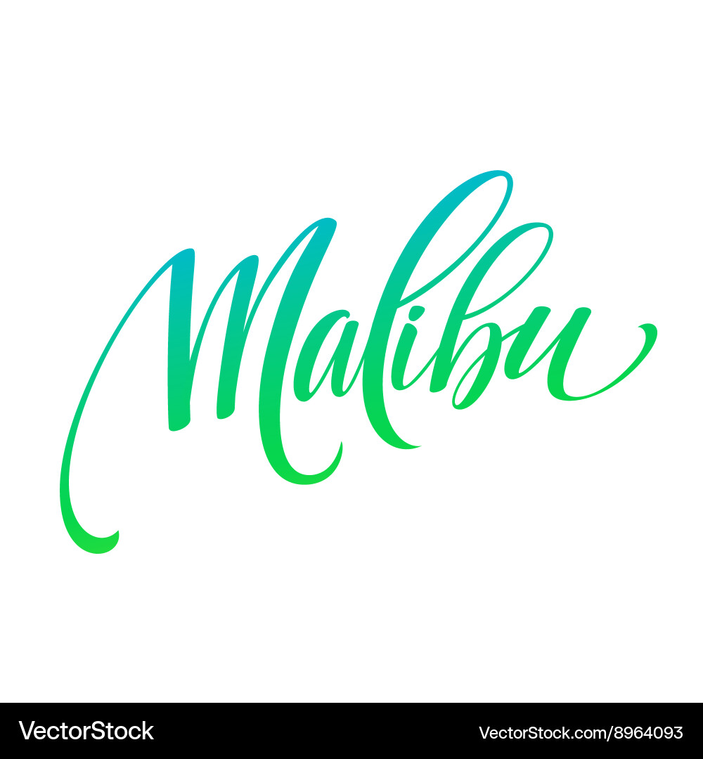 Malibu california handschriftliche Schriften Vektorbild