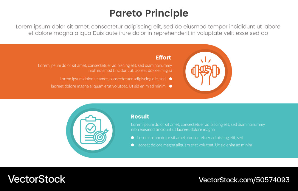 Pareto principle comparison or versus concept Vector Image