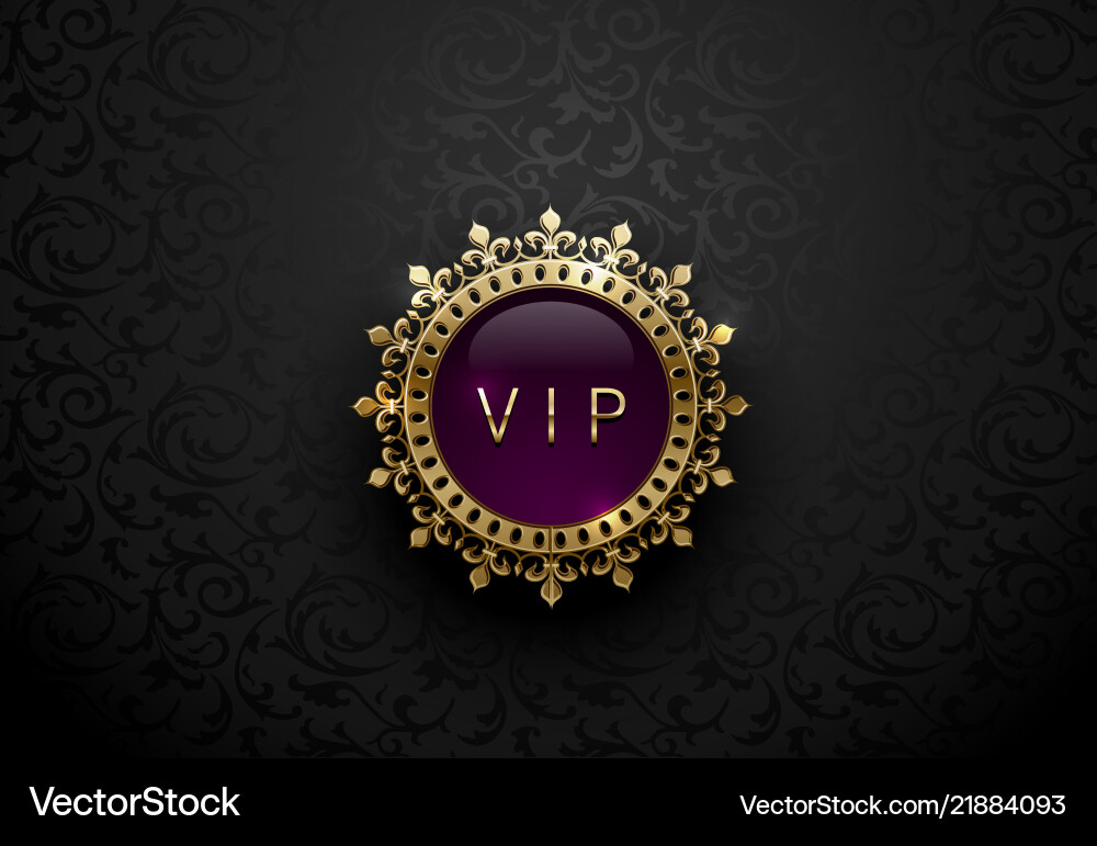 Purple VIP Label with Golden Ring Royalty Free Vector Image
