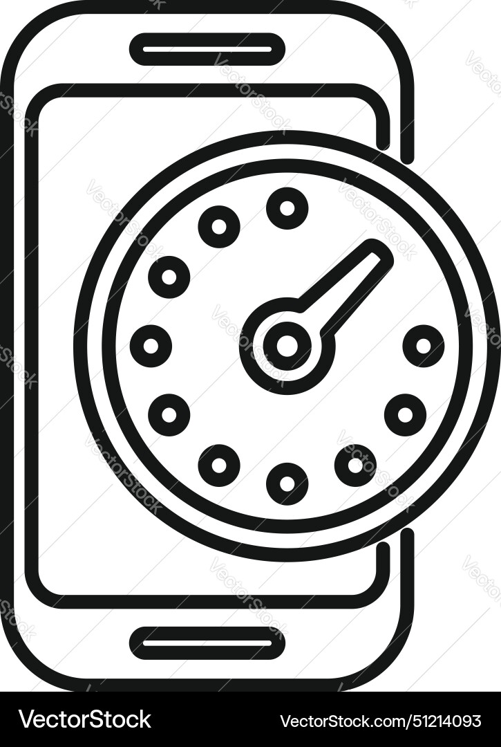 Smartphone timekeeper icon outline concept Vector Image