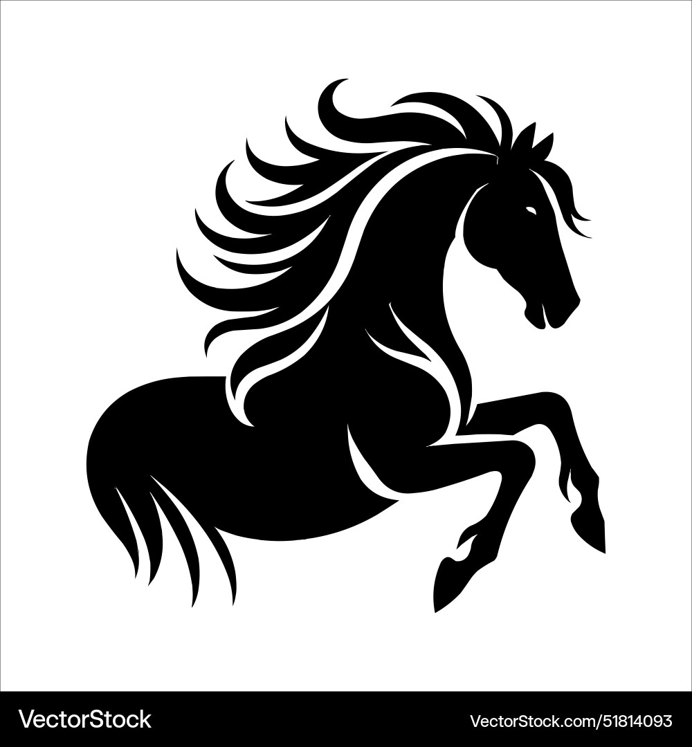 Wild horse black silhouette flat isolated Vector Image