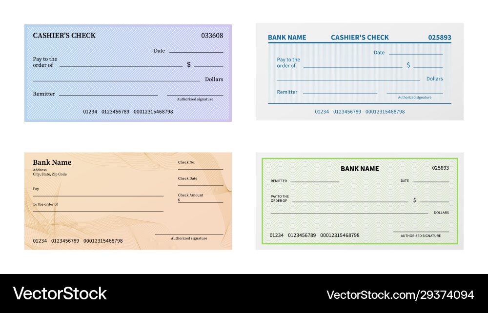 Bank Check Template - Guilloche Pattern Royalty Free Vector
