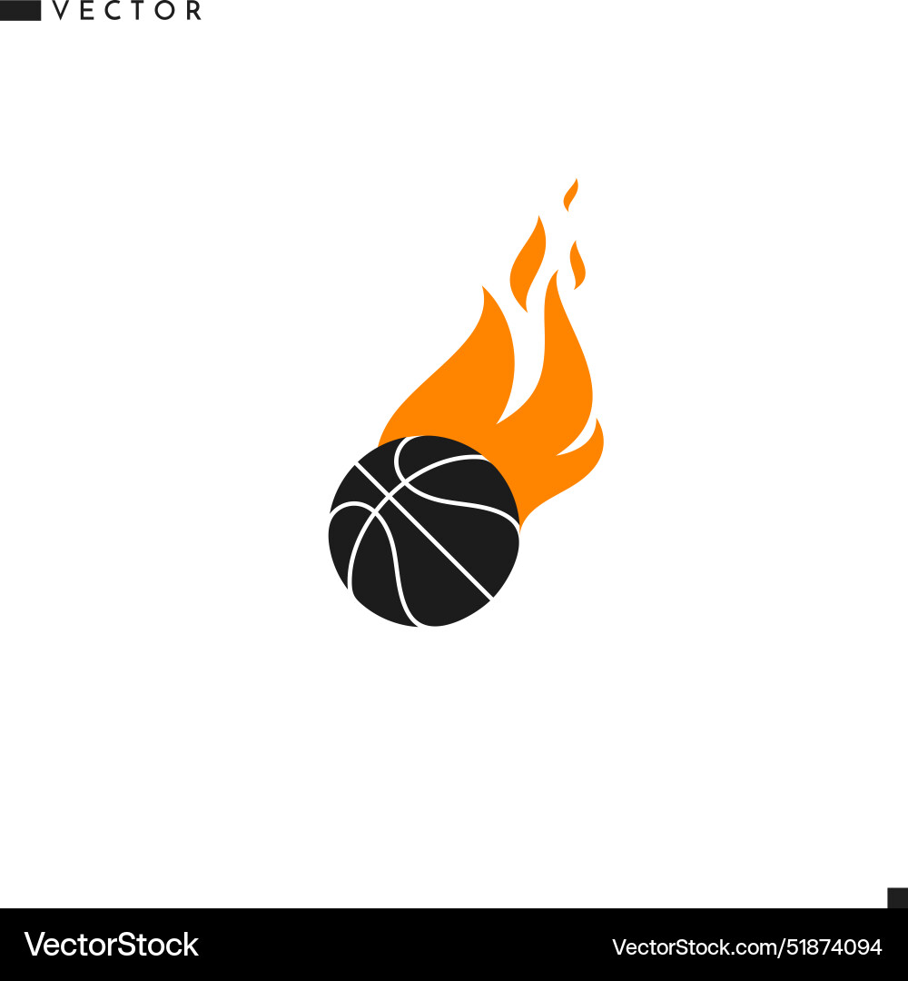 Basketball ball with fire sign Royalty Free Vector Image
