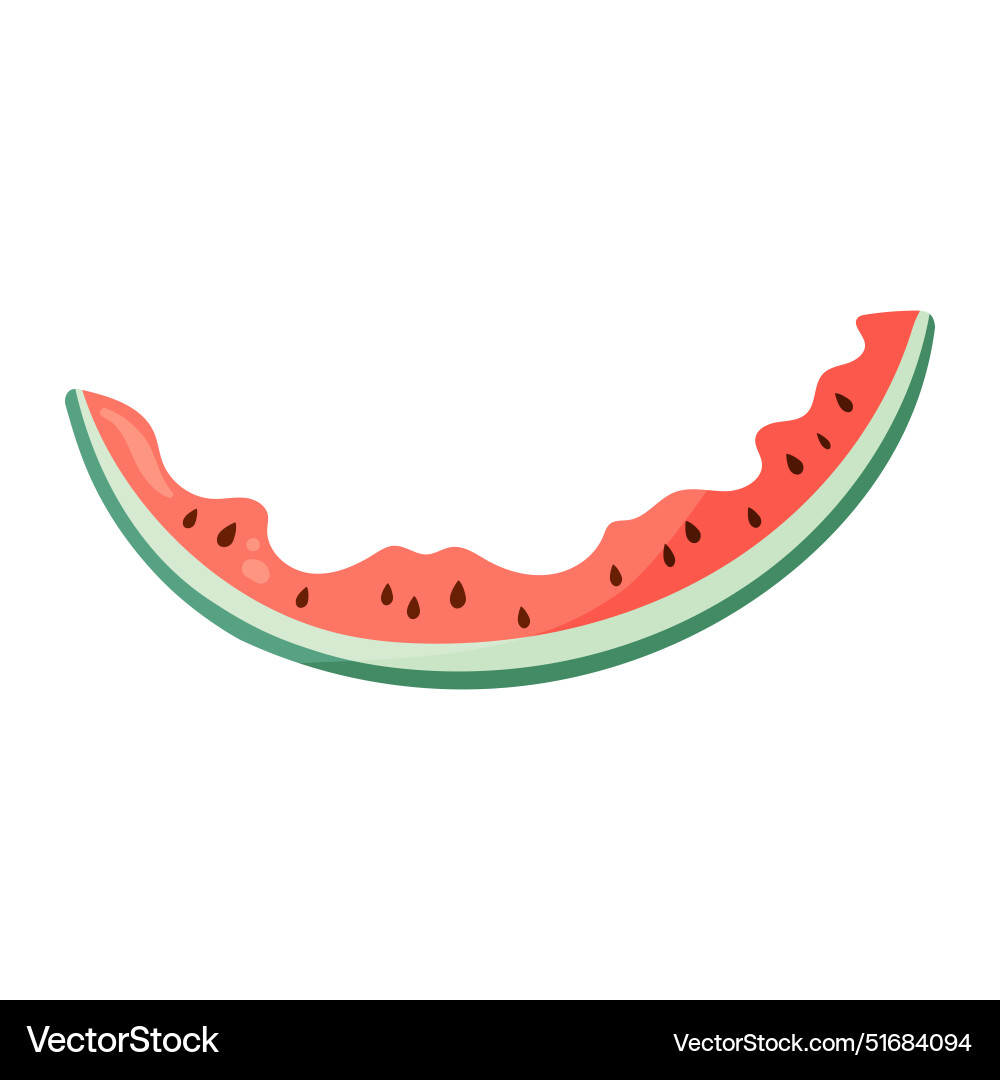 Bitten watermelon slice with vibrant green rind Vector Image