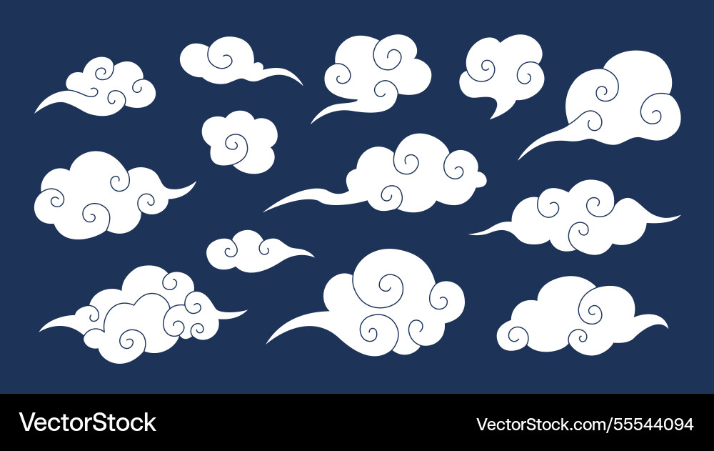 Collection of asian clouds Royalty Free Vector Image