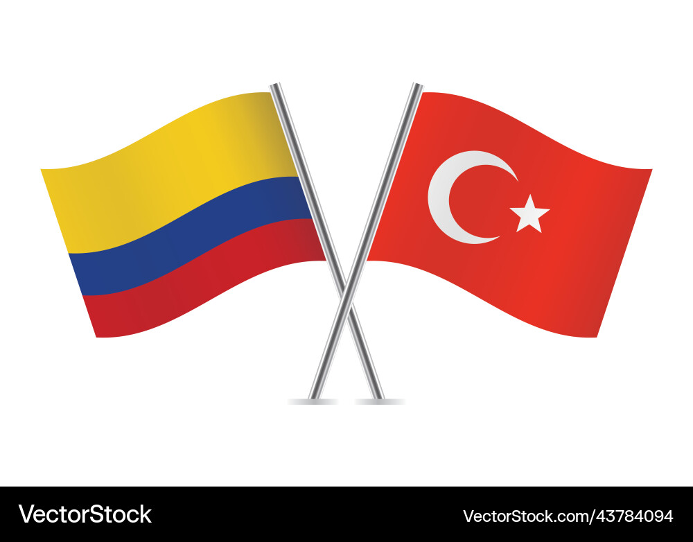 Colombia and turkey crossed flags Royalty Free Vector Image