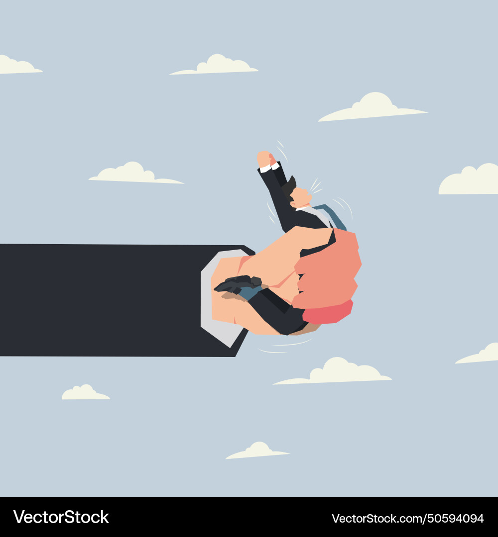 Hand holding businessman under control concept Vector Image