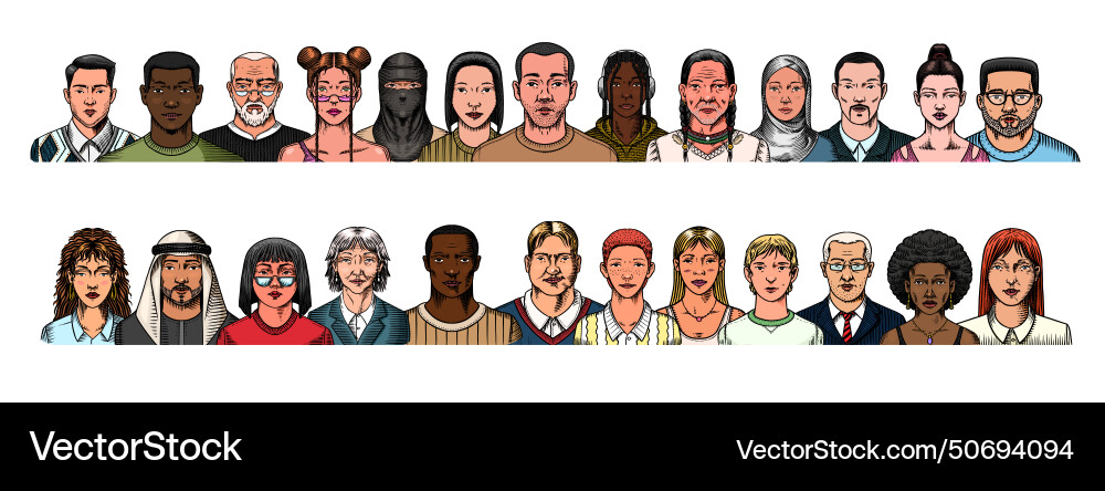 Human avatars collection faces of people Vector Image