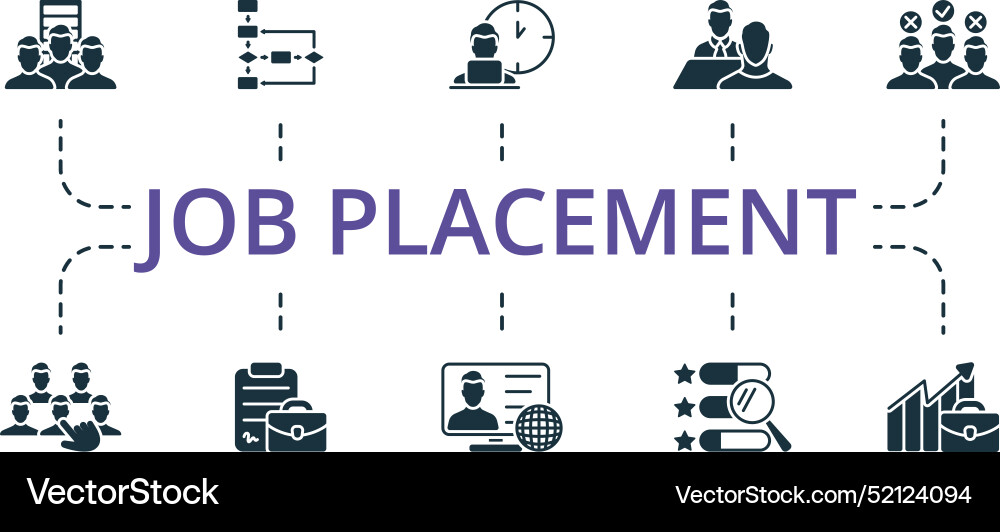 Job placement icon set monochrome simple Vector Image