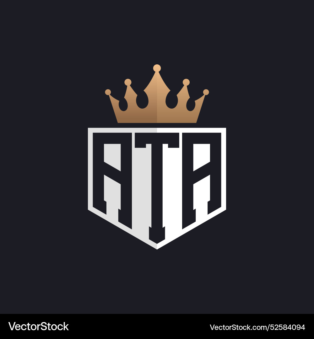 Luxury ata logo with crown elegant initials Vector Image