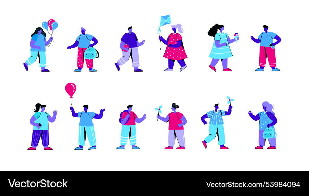 Set of kindergarten children playing Royalty Free Vector