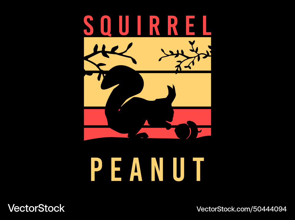 Squirrel peanut silhouette retro design Royalty Free Vector