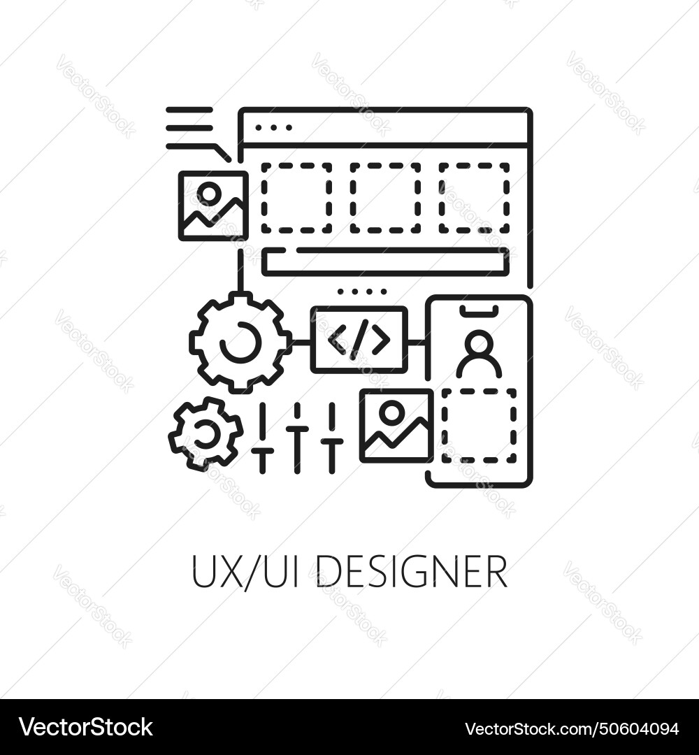 Ux and ui designer it specialist icon mobile app Vector Image