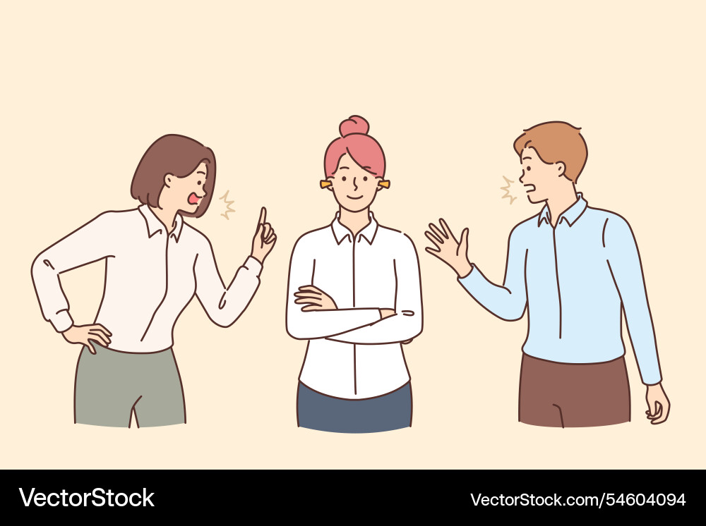 Woman refuses to listen colleagues expressing Vector Image
