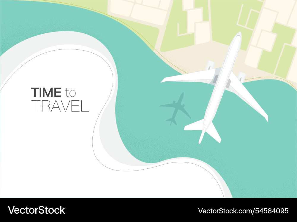 Cartoon color airplane flight top view concept Vector Image