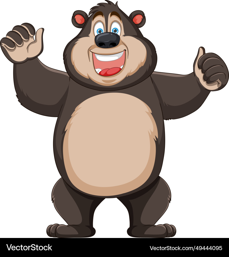 Cheerful happy bear cartoon character Royalty Free Vector