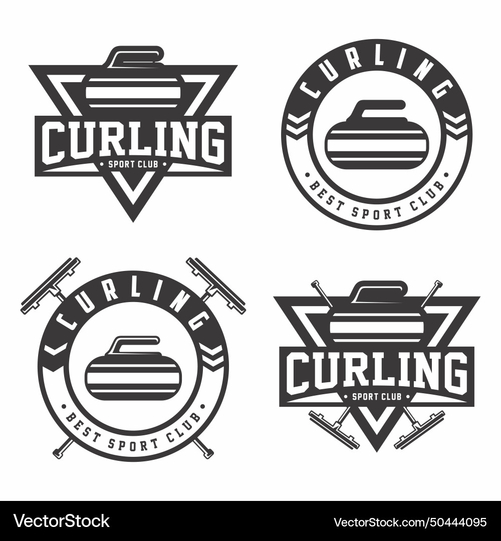 Curling logo collection emblem set collections Vector Image