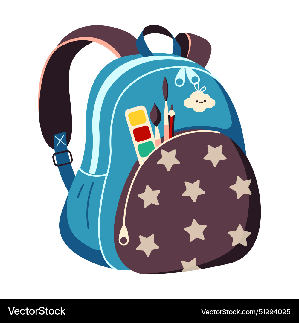 Educational school backpack graphic on white Vector Image