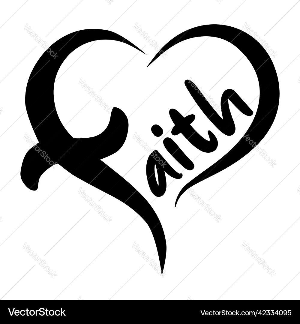 Faith word text with love heart Royalty Free Vector Image
