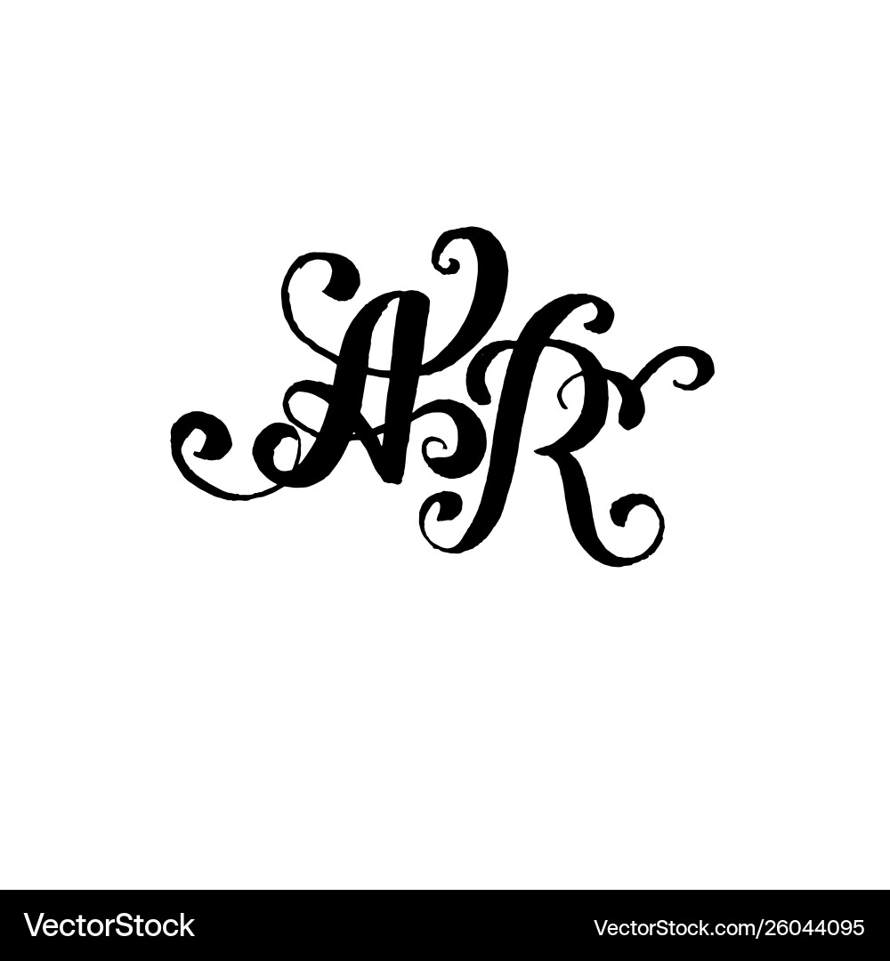 Hand drawn letters a and r for wedding logo Vector Image