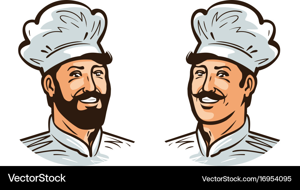 Happy cook chef logo or label Royalty Free Vector Image