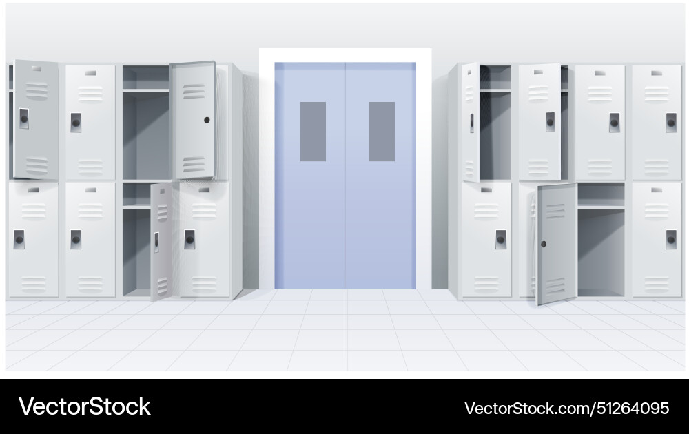 Metal school lockers set isolated on white Vector Image