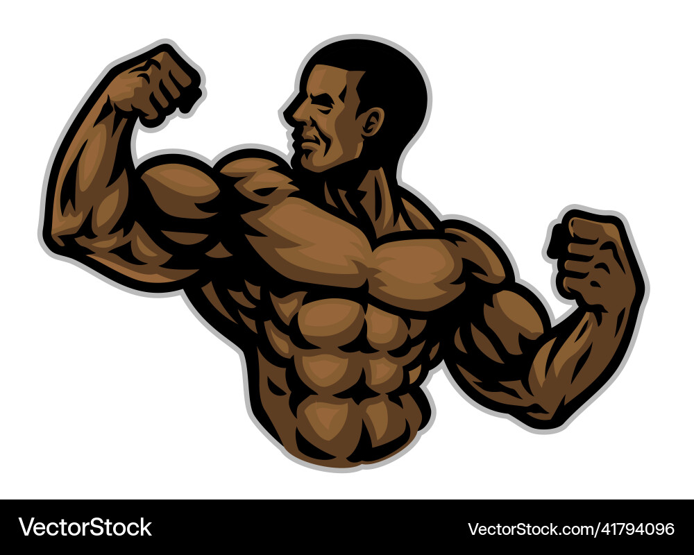 Black bodybuilder show his muscle Royalty Free Vector Image