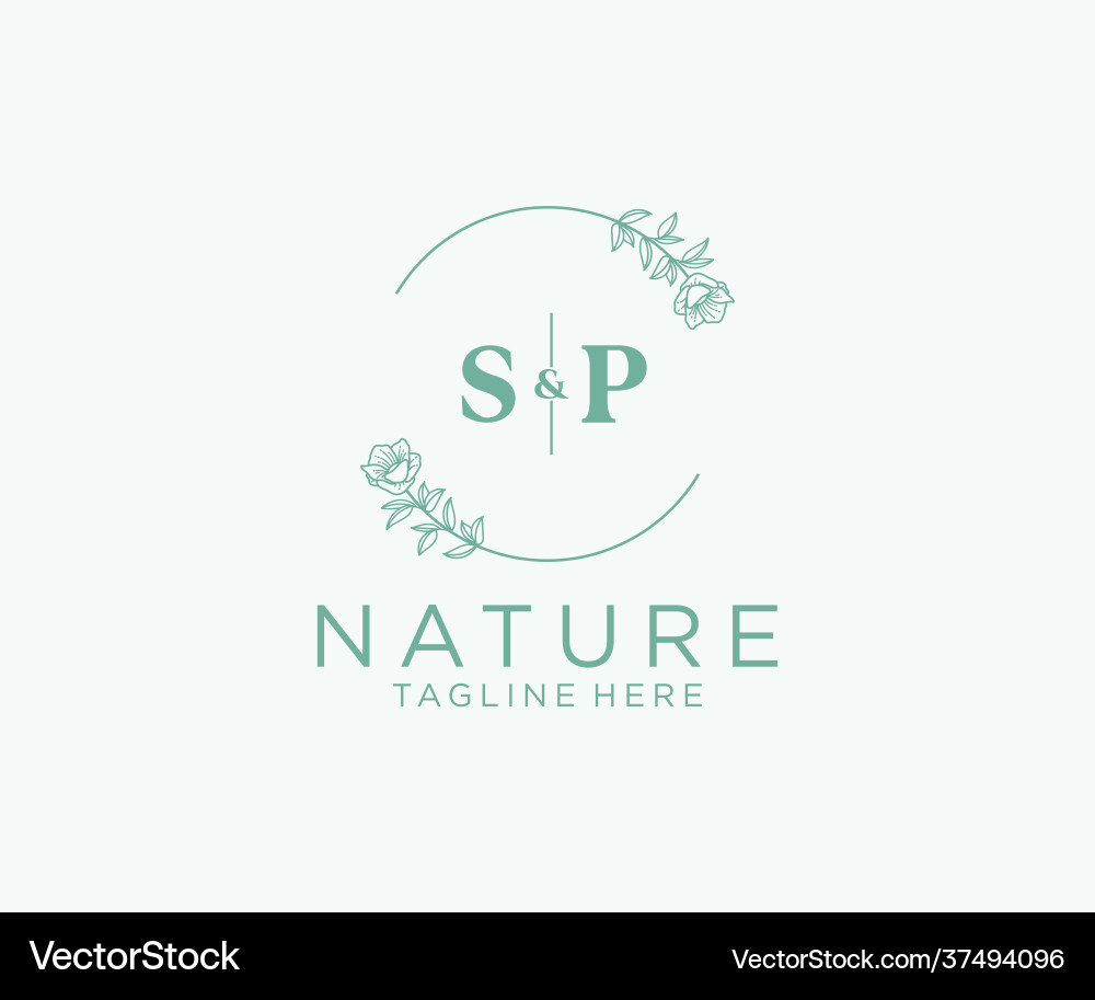 Botanical SP Monogram Logo Royalty Free Vector Image