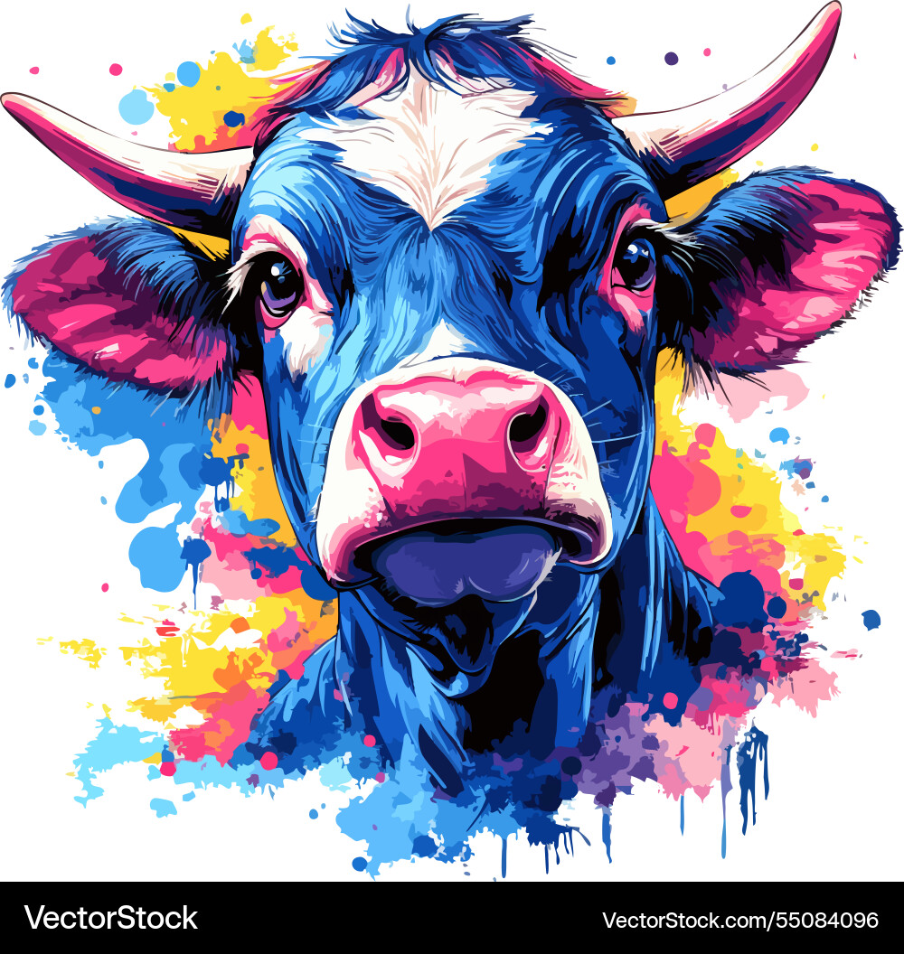 Colorful Cow Portrait Royalty Free Vector Image