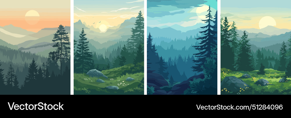 Forest landscape soft colors wooded panorama Vector Image